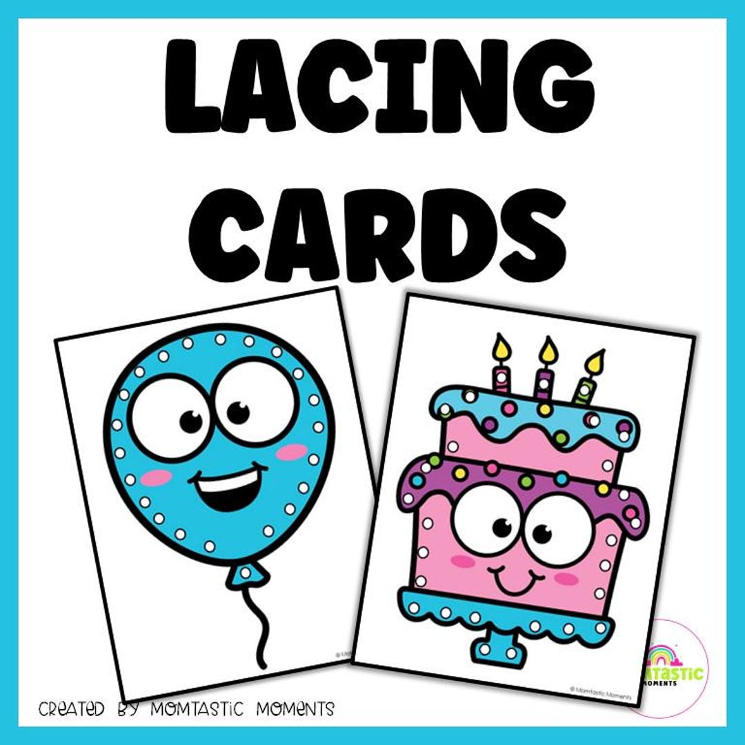 Birthday Party Lacing Cards for Fine Motor Skills Activity | Pincer ...