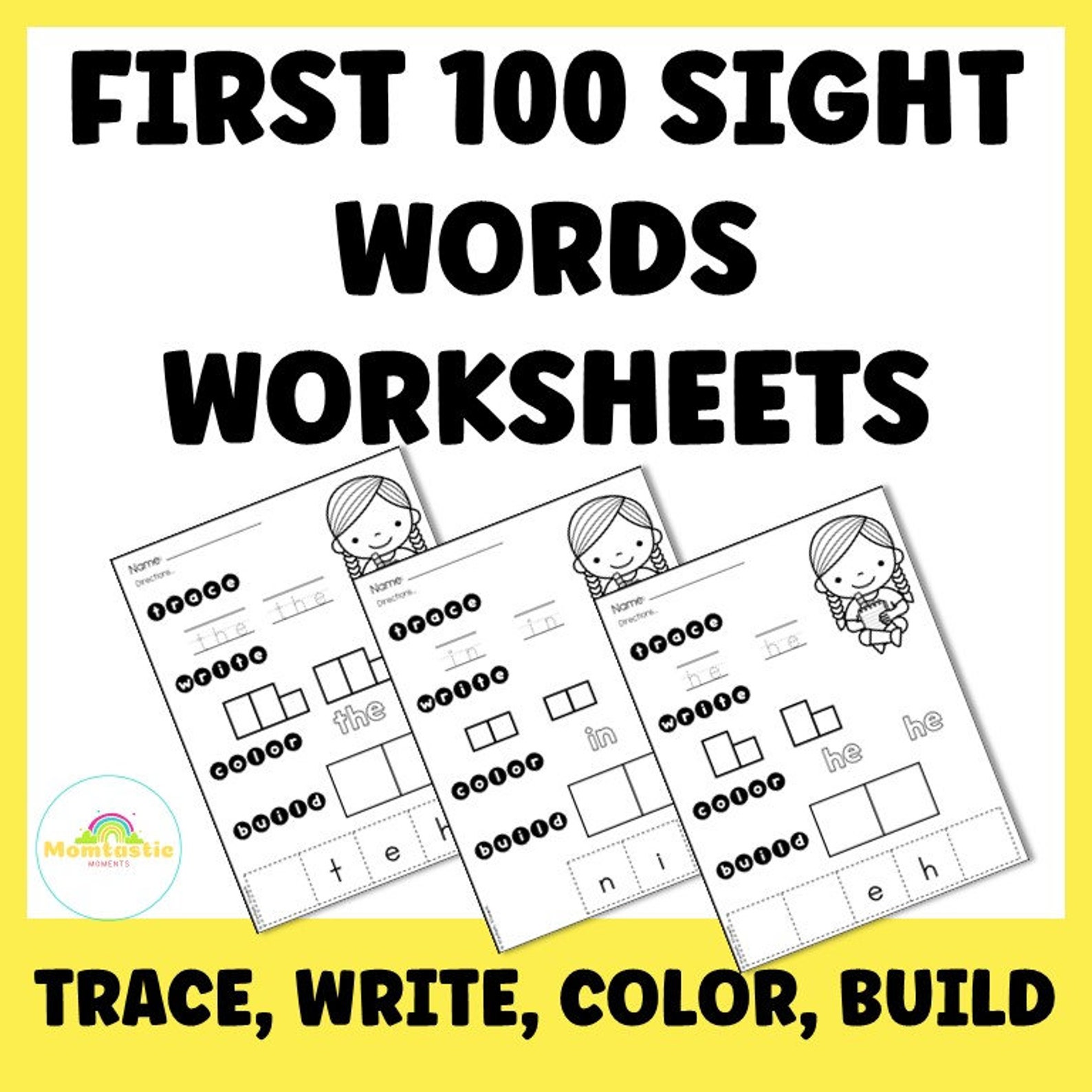 Lets Learn Sight Words, Sight Word Worksheets, Kindergarten First 100 ...