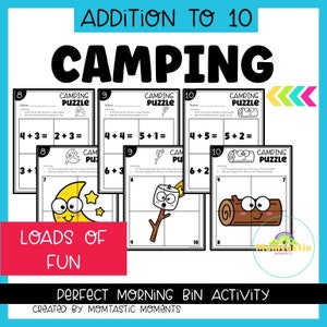 Camping Addition Fun: Interactive Puzzle Mats for Addition Within 10 K ...