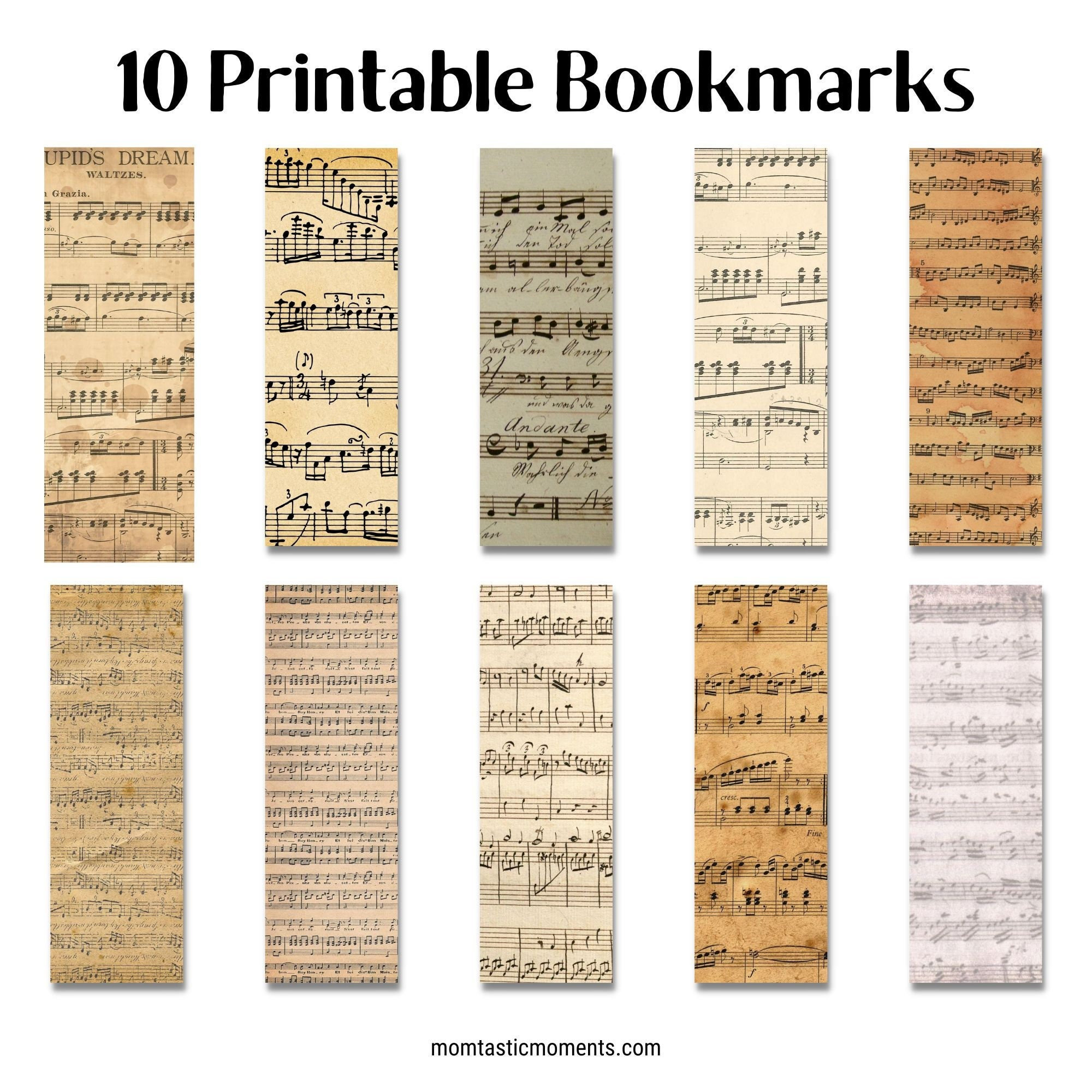 Antique Sheet Music Bookmarks for Book Lovers, Gift for Kids and ...