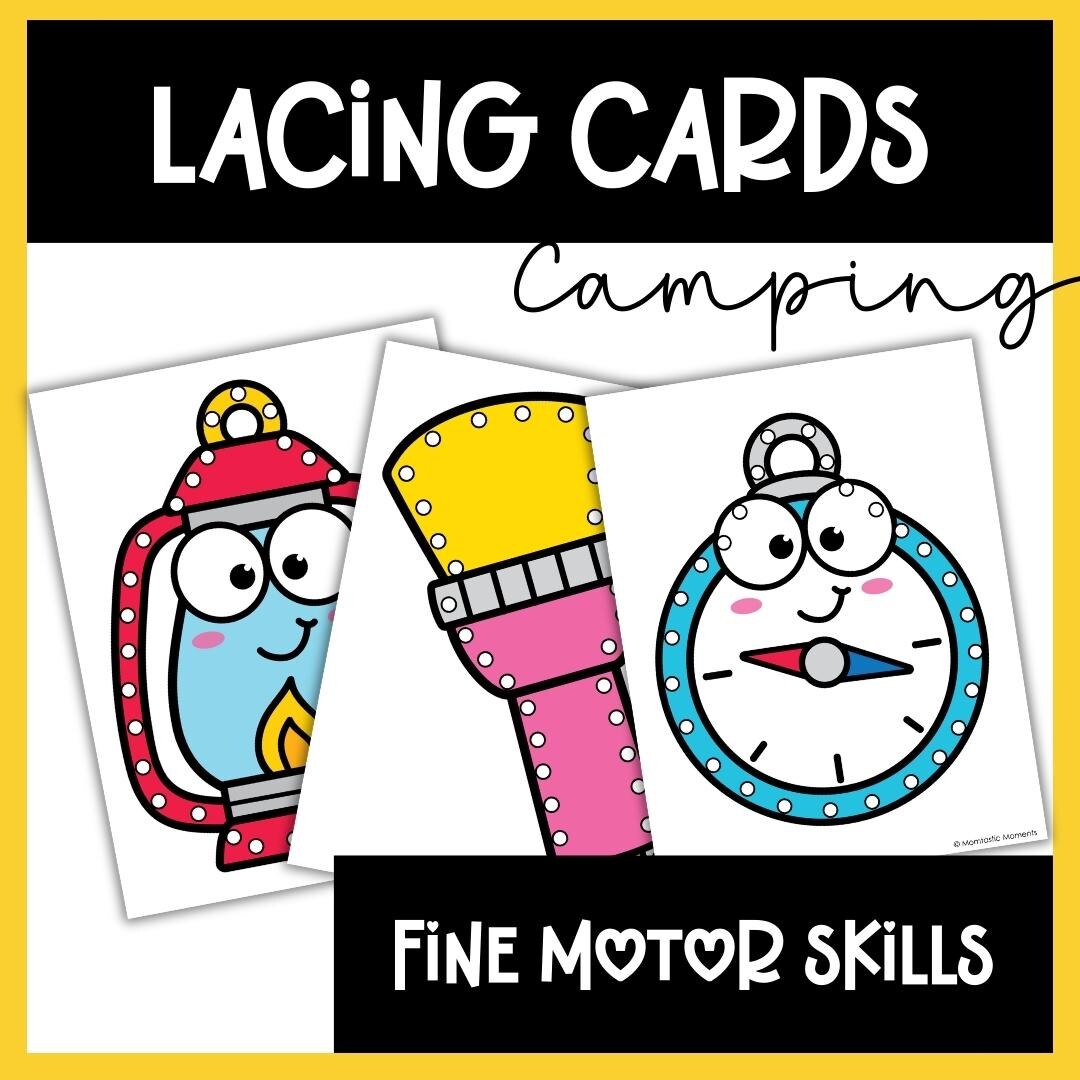 Camping Fine Motor Lacing Cards | Pre-k Printable | OT Activities ...