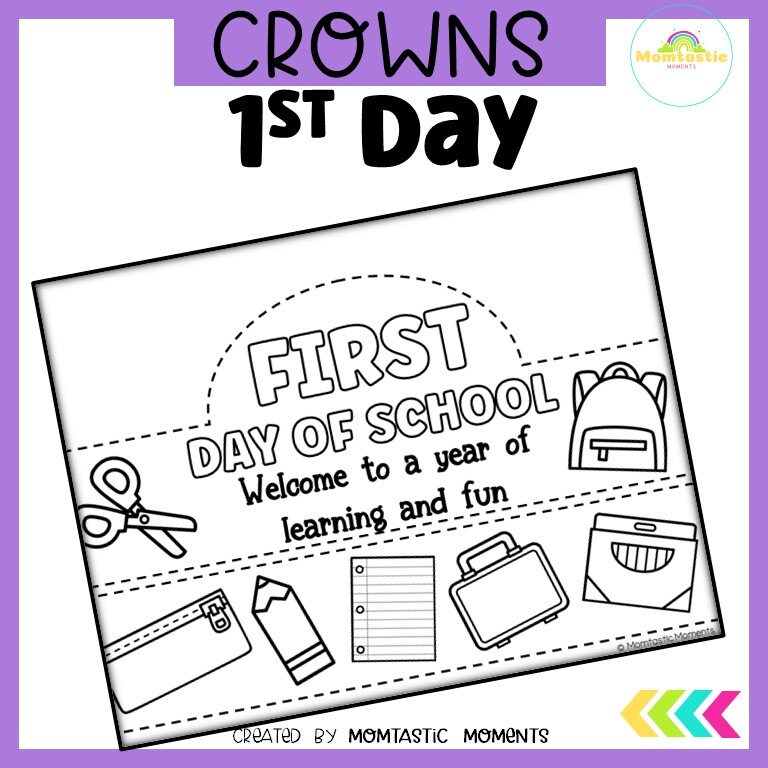 1st of Kindergarten Crown Craft Printable | Back to School Hat - Etsy