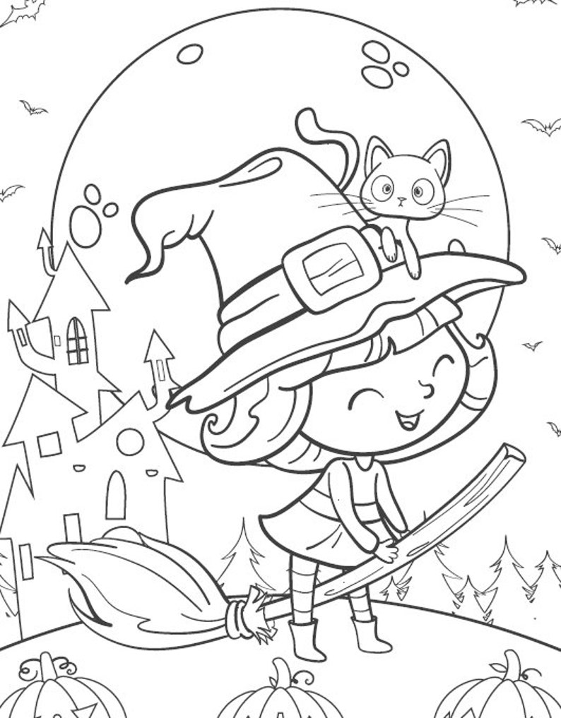40 Kids Halloween Colouring Pages - Etsy
