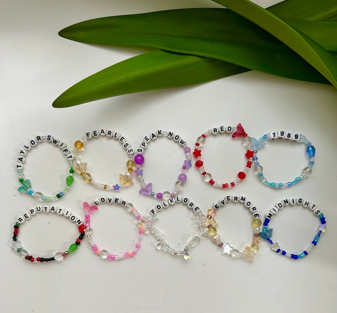 Complete Album 10 Pack Taylor Swift Cute Handmade Glass Beaded Stretchy ...