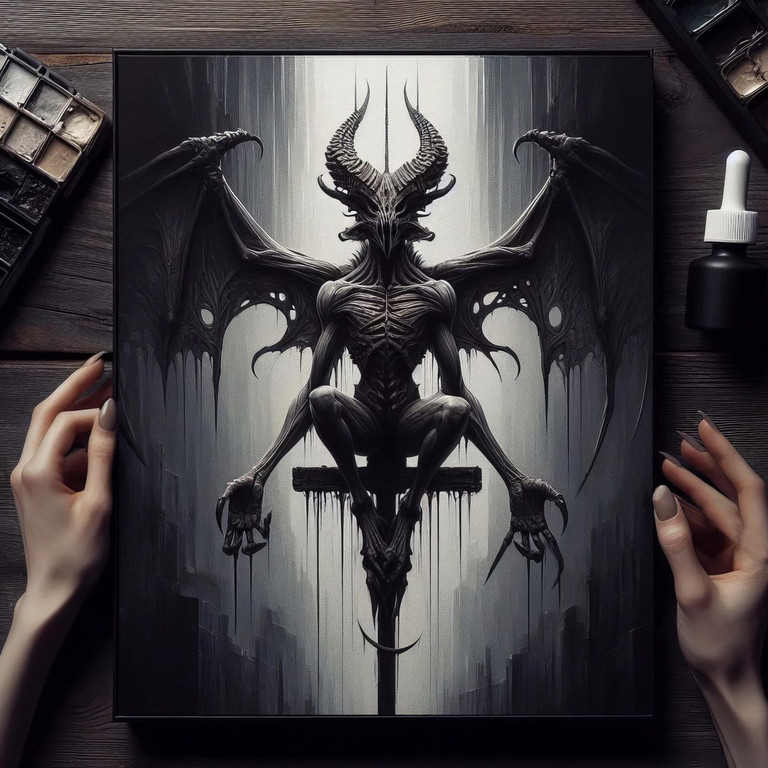 Dark Mythic Creature: Demonic Guardian in Shadows (digital Download) - Etsy