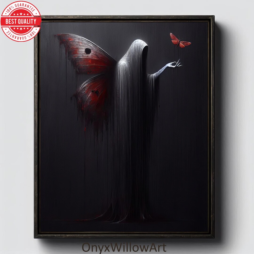 Gothic Grim Reaper Butterfly Wings Print: Dark Fantasy Macabre Art ...