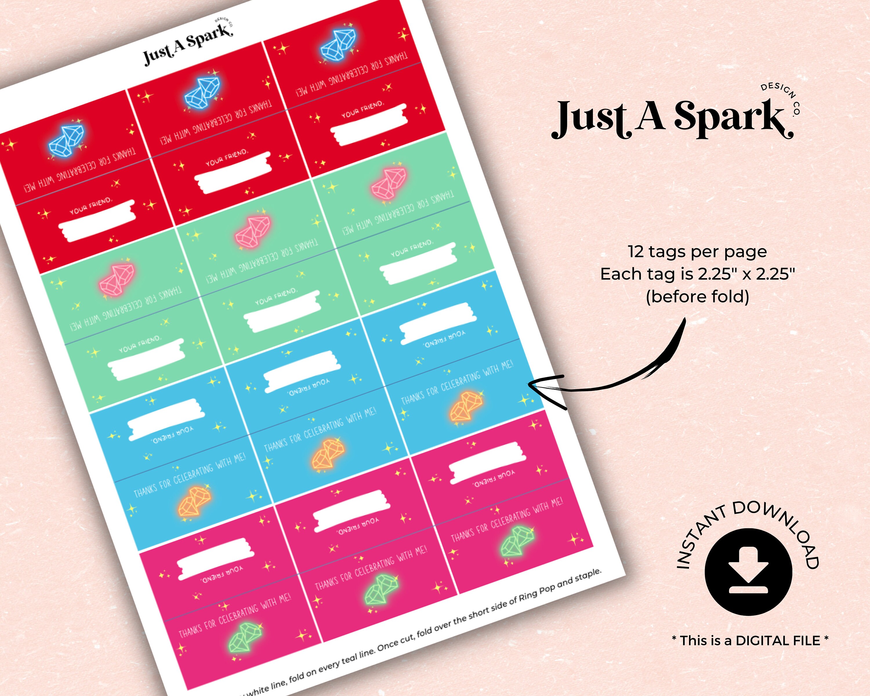 Ring Pop Tags, Ring Pop Birthday Favors, Ring Pop Classroom Favors ...