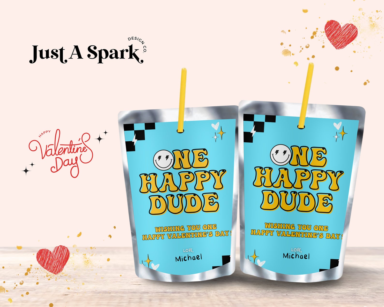 One Cool Dude Valentine Capri Sun Labels, Juice Pouch Labels, Valentine ...