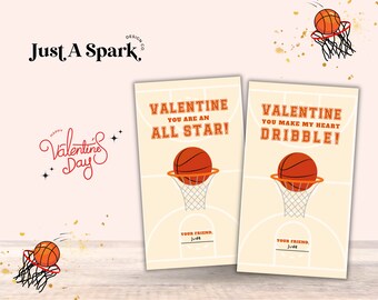 Printable Basketball Valentine's Day Cards, School Valentine Exchange ...