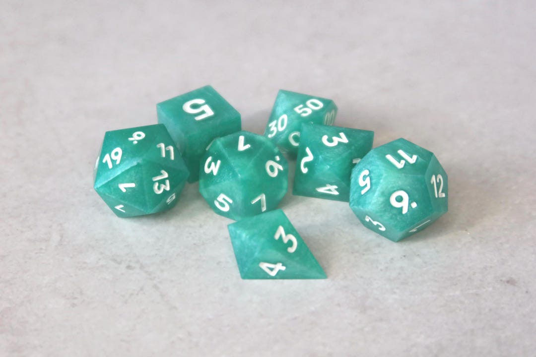 Teal Pearlescent Sharp Edge Dice – Handmade Resin RPG Dice - Etsy