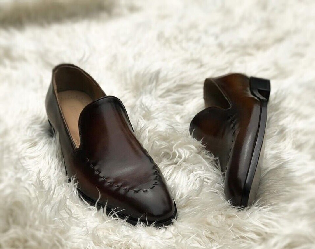 New Handmade Genuine Leather Moccasin Style Loafer Slip on - Etsy