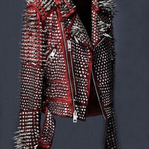 Women's Punk Studded and Spiked Leather Jacket Gift for - Etsy