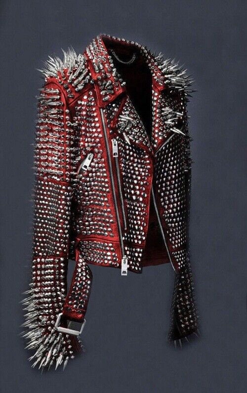 Women's Punk Studded and Spiked Leather Jacket Gift for - Etsy