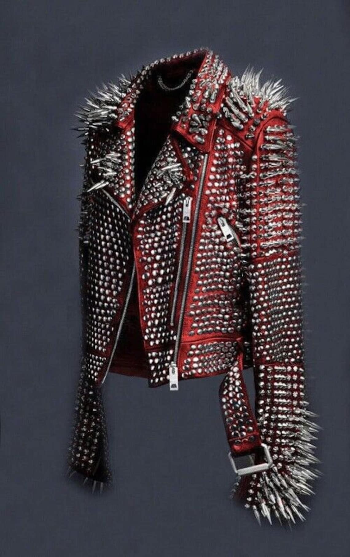 Women's Punk Studded and Spiked Leather Jacket Gift for - Etsy