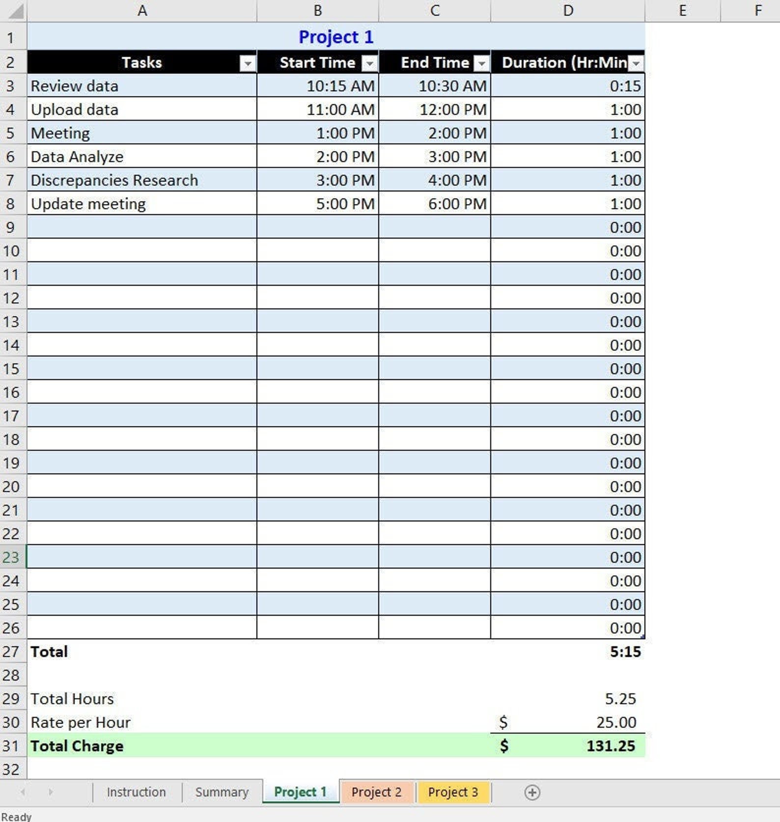 Simple Project Time Tracker for Freelancers and Contractors (microsoft ...