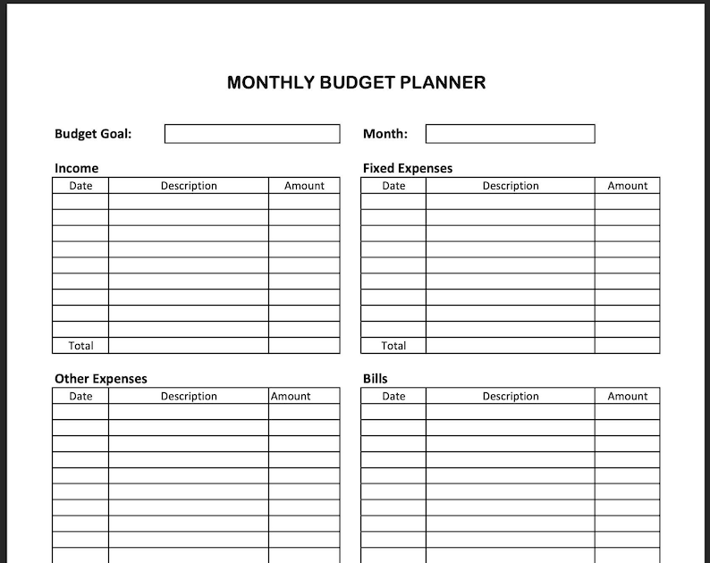 Budget Planner, Printable PDF, 8.5 X 11 Instant Digital Download - Etsy