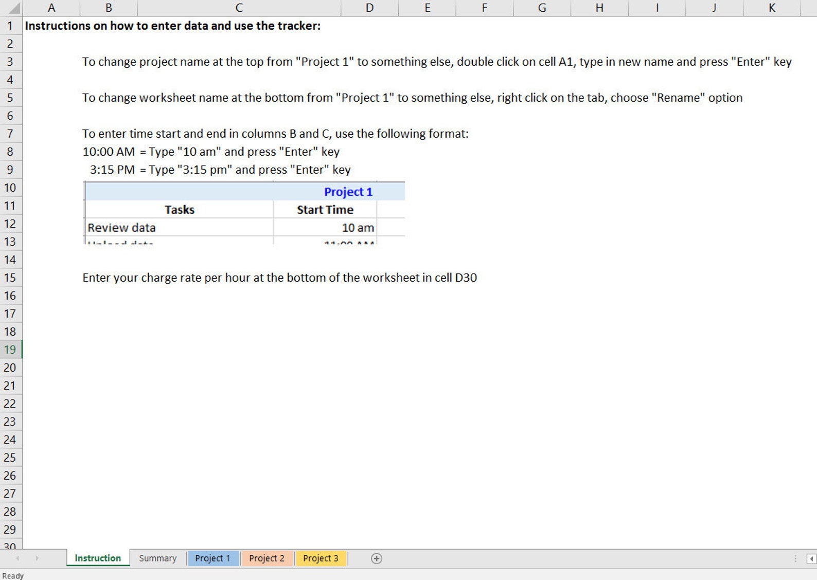 Simple Project Time Tracker for Freelancers and Contractors (microsoft ...