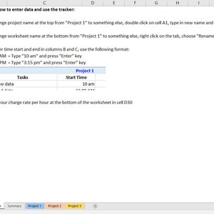 Simple Project Time Tracker for Freelancers and Contractors (microsoft Excel) - Etsy