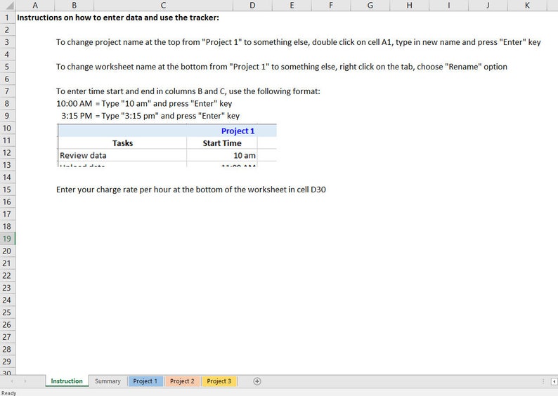 Simple Project Time Tracker for Freelancers and Contractors (microsoft ...
