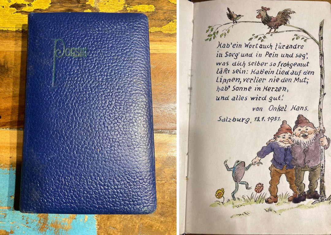 Poetry Album Antique 1950-1953 With 20 Entries, Salzburg, Handwritten ...