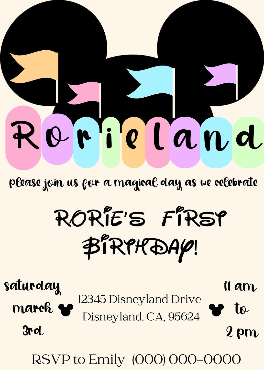 Custom Printable Disneyland Birthday Party Invitations - Any Age ...