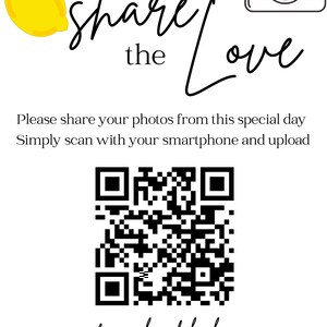 Photo QR Code Sign, Share the Love QR Code Sign, Modern Wedding ...