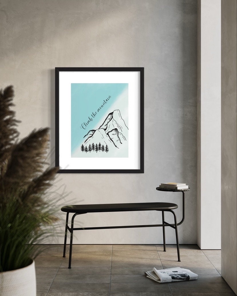 Positive Affirmations Printable Climb the Mountain Wall Art - Etsy