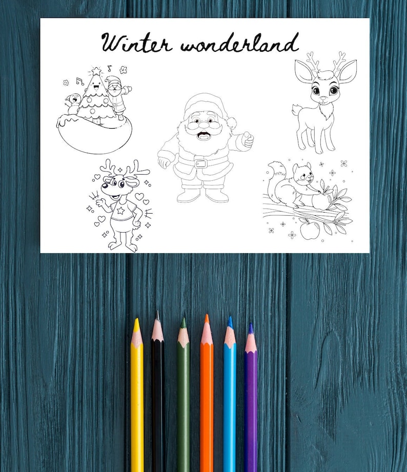 Winter Scenes Coloring Pages: Festive Kids Activity (digital Download ...