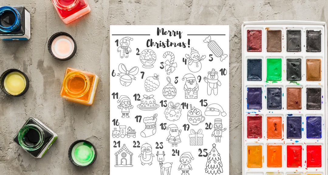 Christmas Coloring Advent Calendar - Printable Download - Xmas Coloring ...