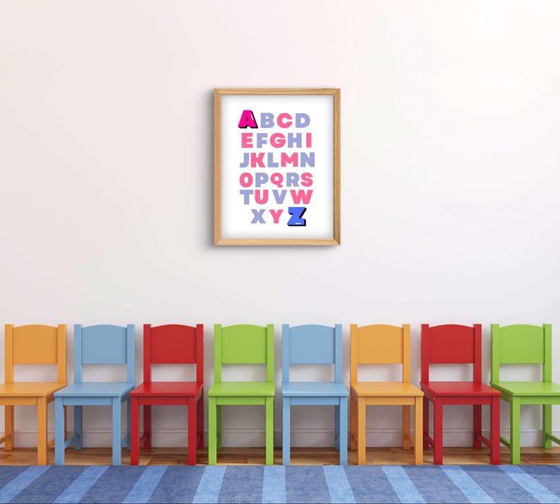 Alphabet Nursery Poster: Colorful Letters Wall Art (digital Download ...