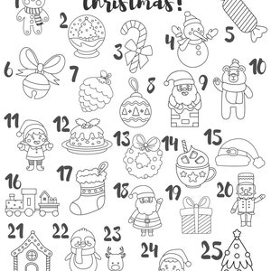 Christmas Coloring Advent Calendar - Printable Download - Xmas Coloring ...