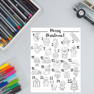 Christmas Coloring Advent Calendar - Printable Download - Xmas Coloring ...