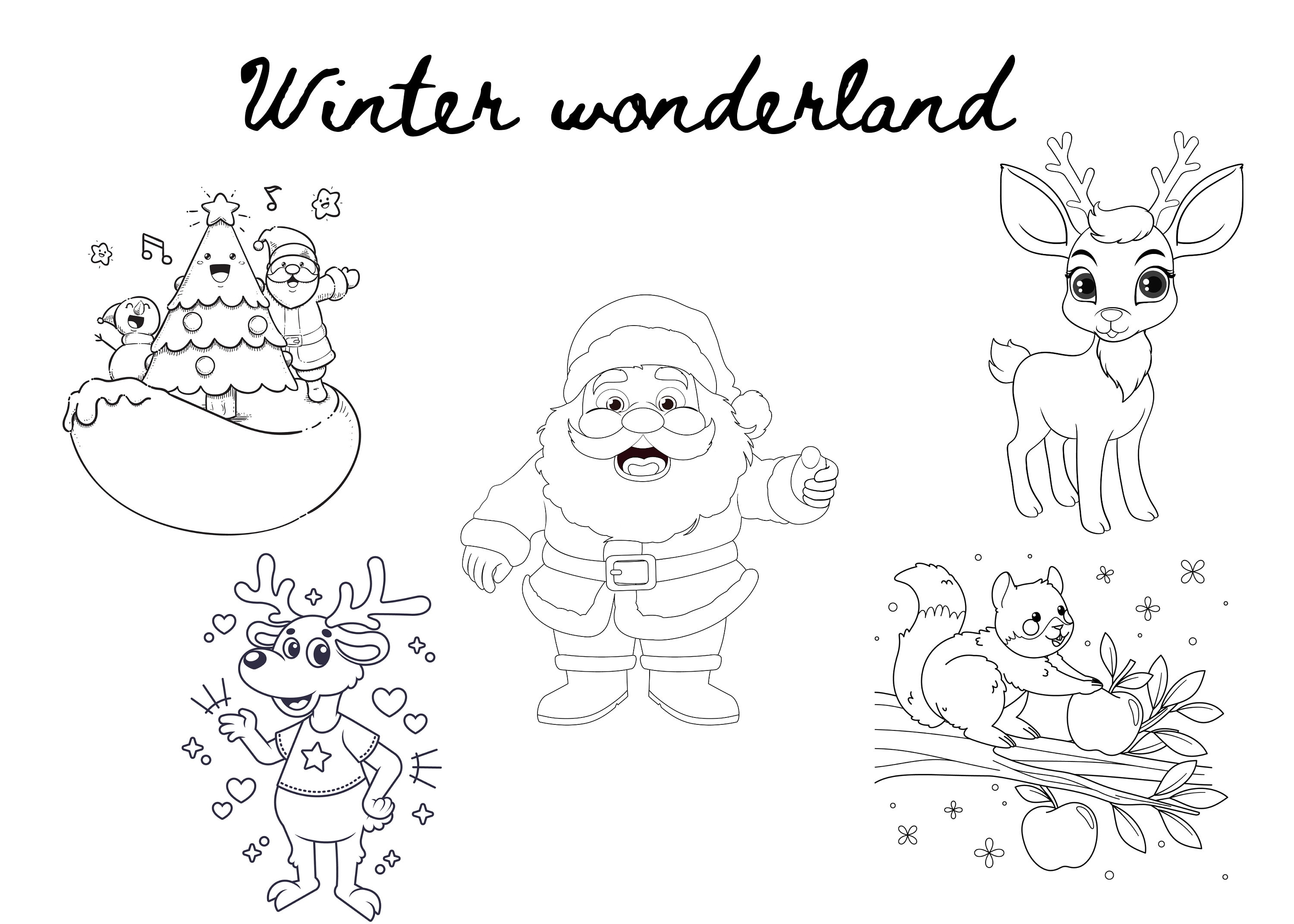 Winter Scenes Coloring Pages: Festive Kids Activity (digital Download ...
