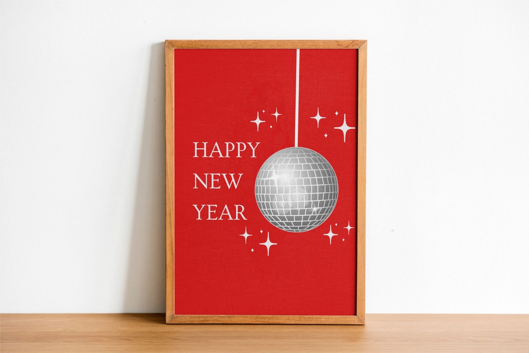 Disco Ball New Year's Eve Print: Red Party Decor (digital Download) - Etsy