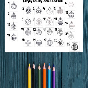 Christmas Countdown, Color Page Advent Calendar, Kids Coloring Activity ...