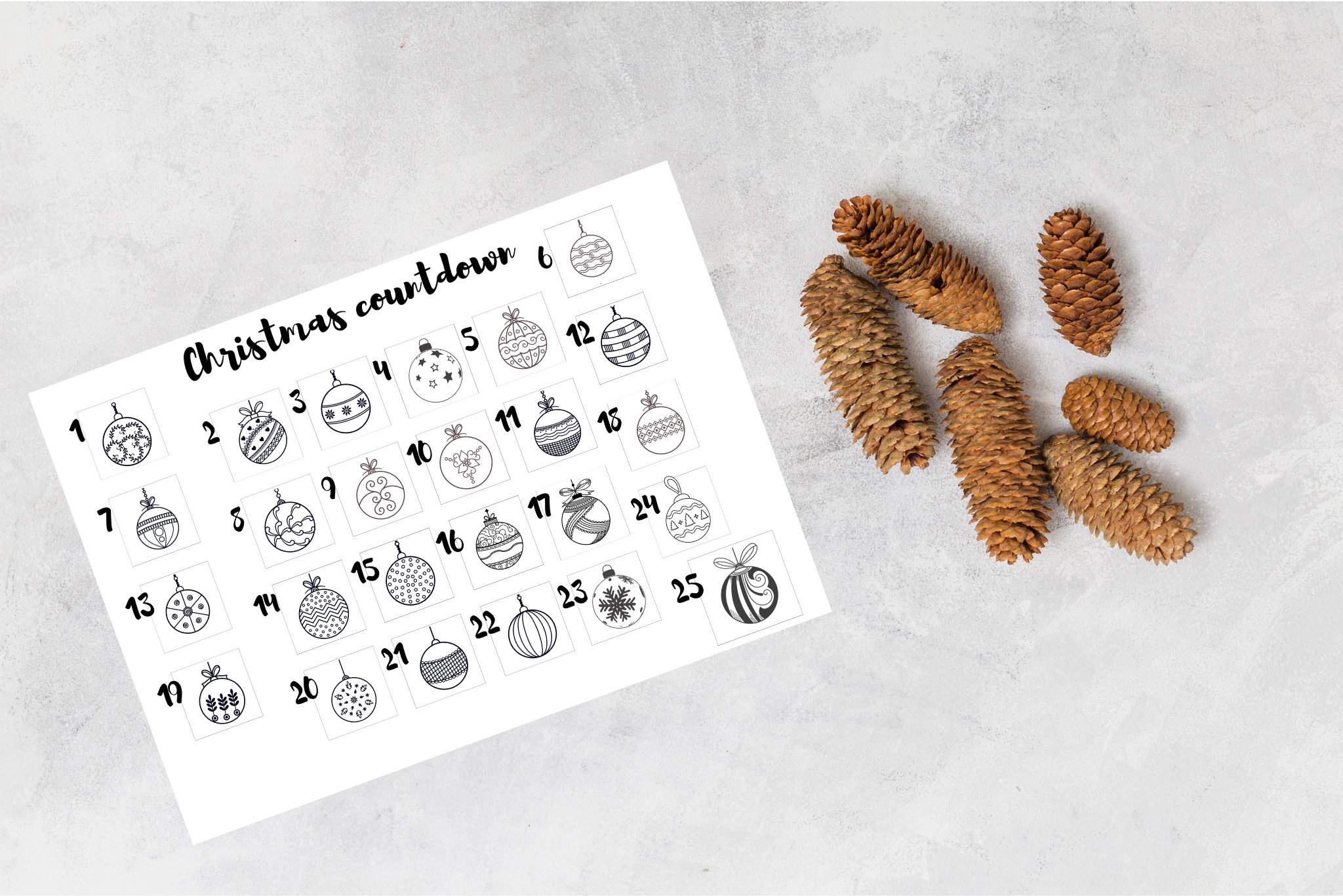 Christmas Countdown, Color Page Advent Calendar, Kids Coloring Activity ...