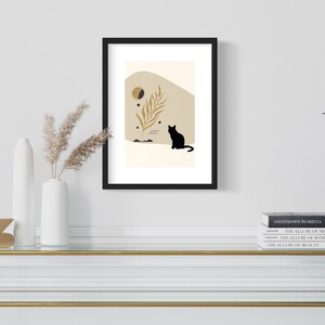 Boho Cat Printable Wall Art - Abstract Boho Decor - Cat Print Digital ...
