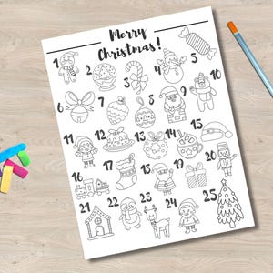 Christmas Coloring Advent Calendar - Printable Download - Xmas Coloring ...