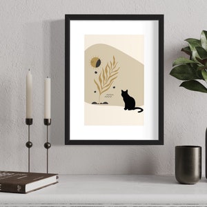 Boho Cat Printable Wall Art - Abstract Boho Decor - Cat Print Digital ...