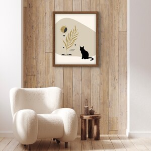 Boho Cat Printable Wall Art - Abstract Boho Decor - Cat Print Digital ...