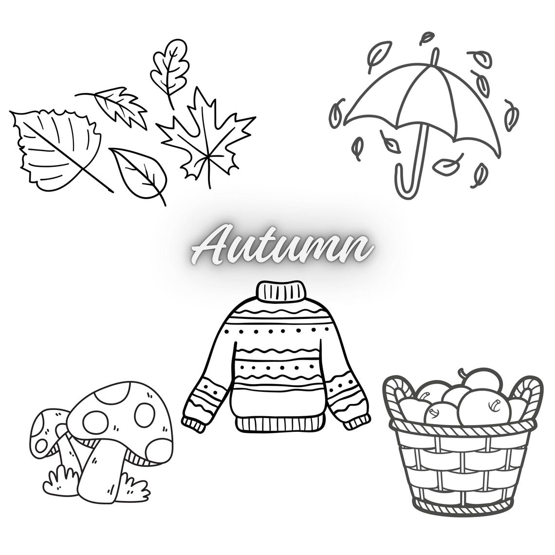 Autumn Coloring Pages: Fall Fun, Halloween Printables (digital Download ...