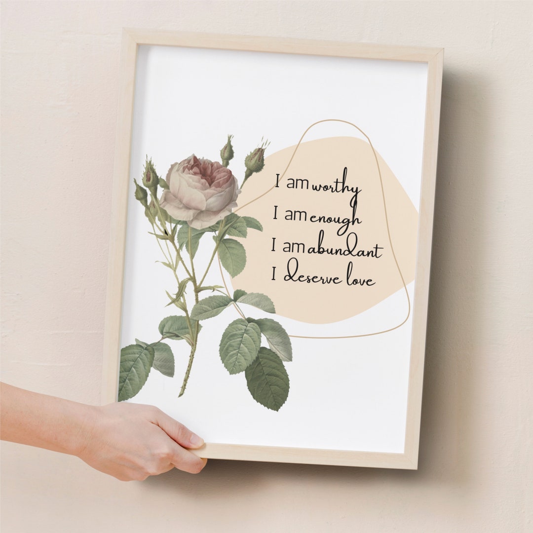 Vintage Poster - I Am Worthy Motivational Wall Art Printable ...