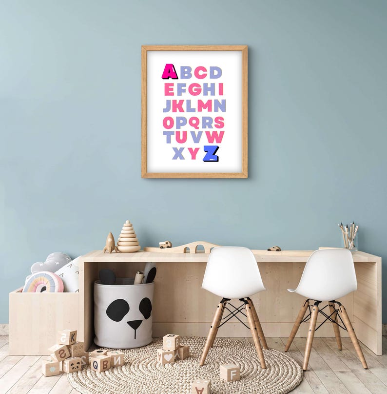 Alphabet Nursery Poster: Colorful Letters Wall Art (digital Download ...