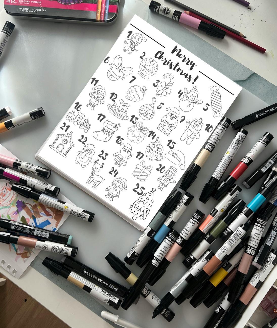 Christmas Coloring Advent Calendar - Printable Download - Xmas Coloring ...