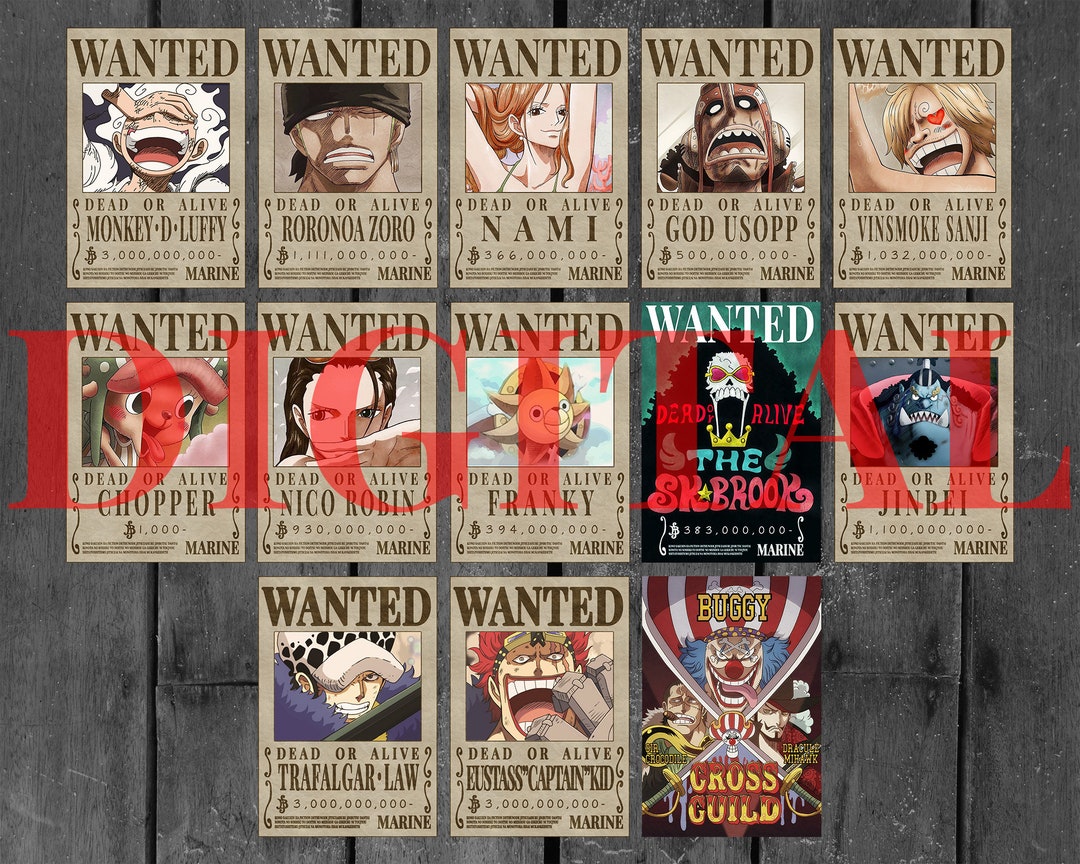 Digital One Piece Straw Hat's Wanted Posters UPDATED POST-WANO Japanese ...