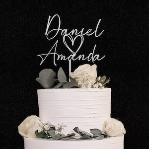 Couple Name Cake Topper - Custom Cake Topper - Gold Wedding Cake Topper ...