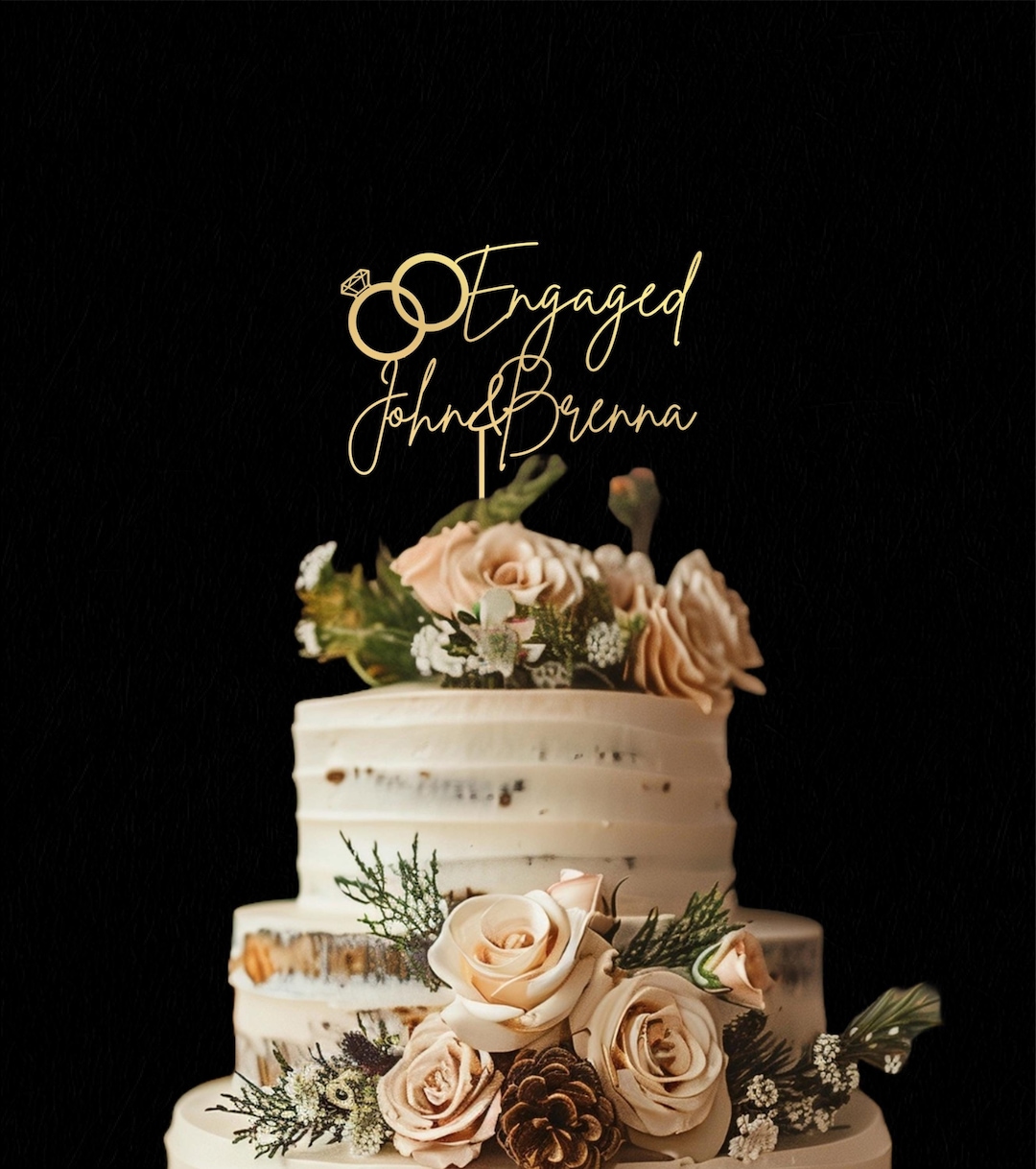 Engagement Ring Cake Topper - Personalized Engagement Cake Topper ...