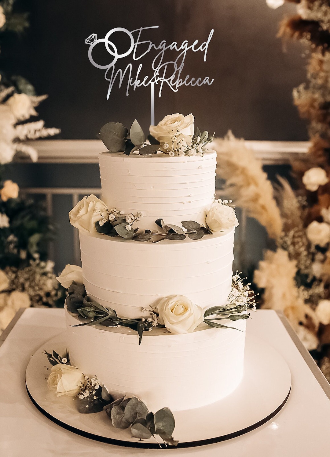 Engagement Ring Cake Topper Personalized Engagement Cake Topper Custom ...