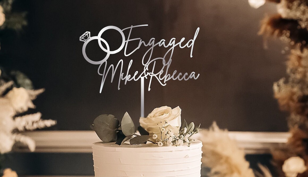Engagement Ring Cake Topper Personalized Engagement Cake Topper Custom ...