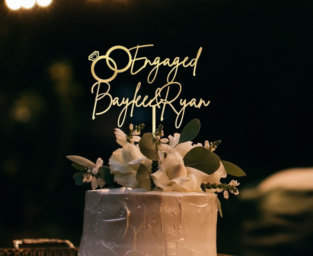 Engagement Ring Cake Topper Personalized Engagement Cake Topper Custom ...